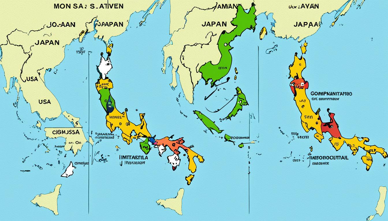 Compare geography and infrastructure between Japan, Italy and USA